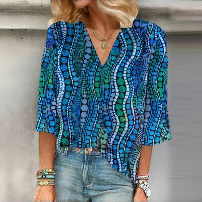 Vintage Abstrakt Prickig Blus – Lena & Monica